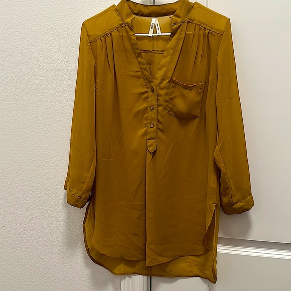 Truth | Tops | Sheer Blouse Mustard Colored Medium | Poshmark